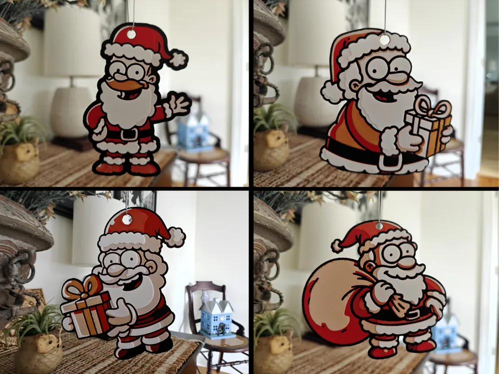 Simpsons Styled Santa Ornament Pack - Free 3D Print Model - MakerWorld
