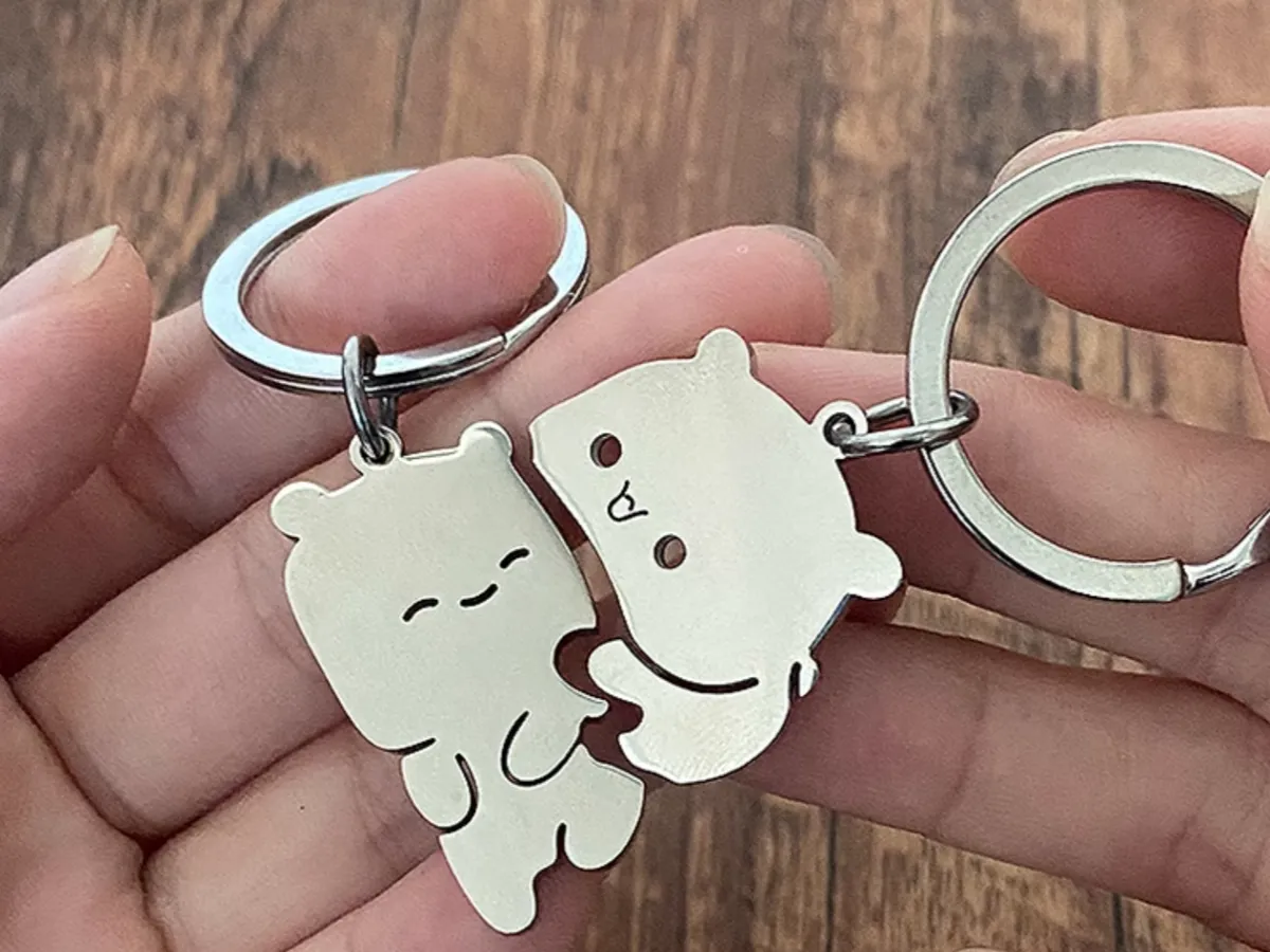 Cartoon Patchwork Cat Pendant Keychain Best Friend Couple Backpack Cute ...