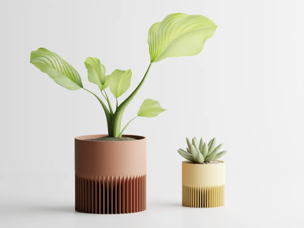 Modern ribbed Planter Plant Pot Vase Series 1 by HpInvent - MakerWorld