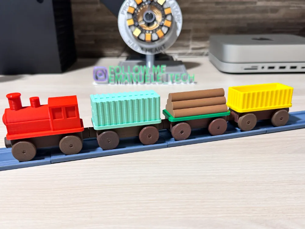 Little Toy Train:Locomotive, Freight Cars & Tracks by Emanuele - MakerWorld