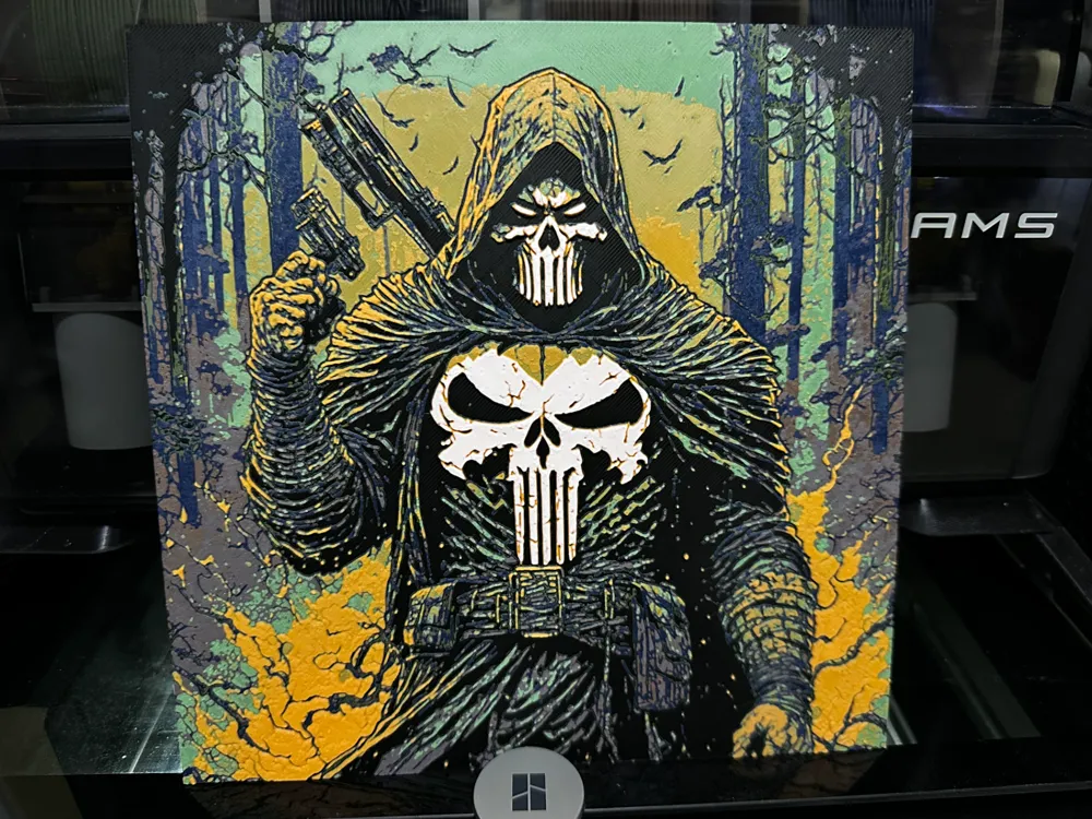 The Punisher hueforge 8 color print by ChainsawGraphics - MakerWorld