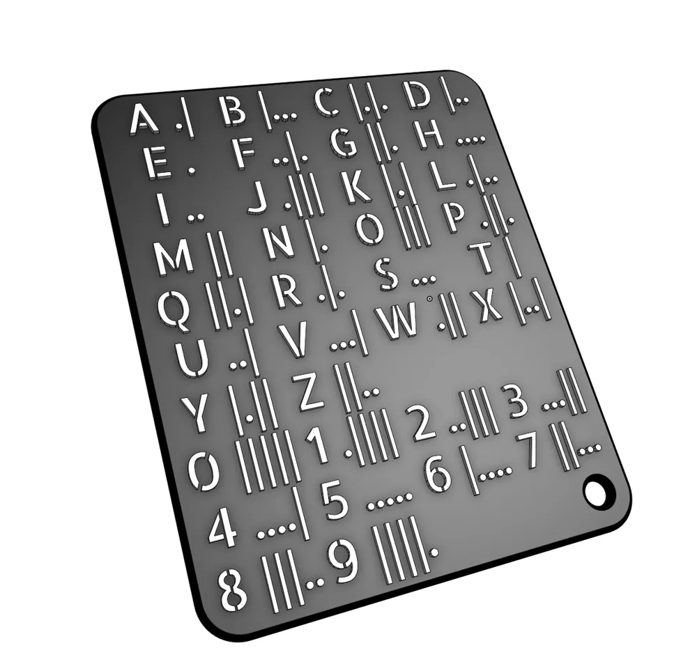 Morse Code Lookup Table Card (Weather Proof, Single Color) Remixed by Felix Quehl - MakerWorld