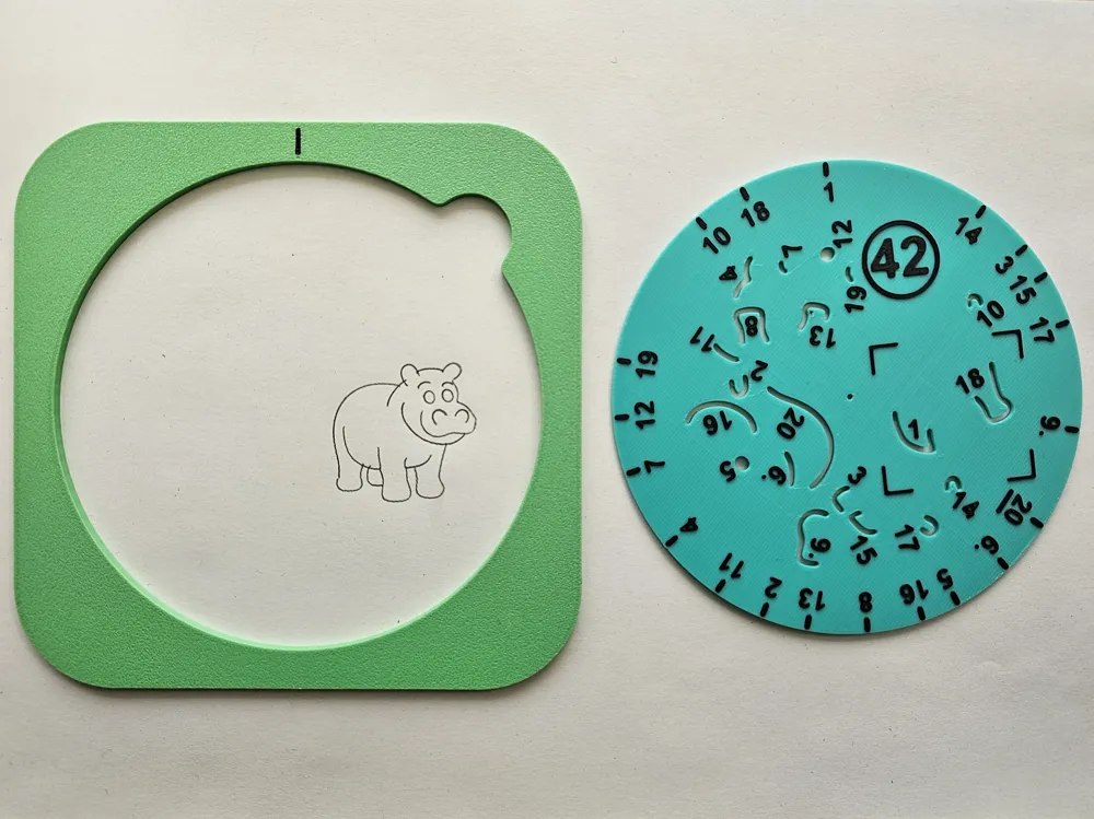 Twist Art 42 Hippo - Rotary Drawing Stencil - Free 3D Print Model ...