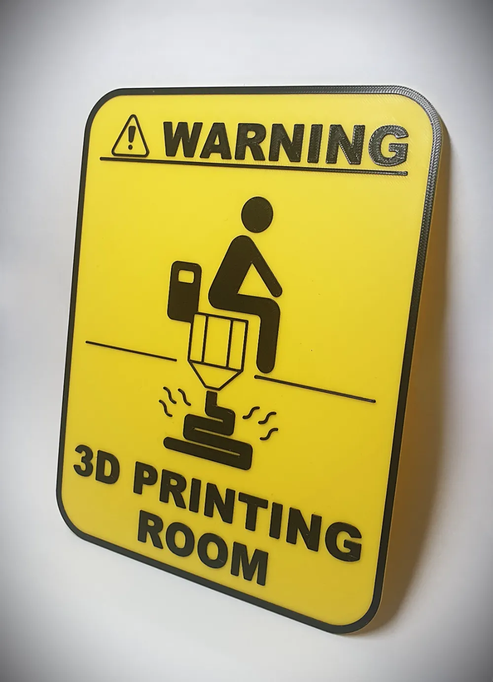 Toilet Door Sign - Warning! 3D Printing Room. - Free 3D Print Model ...