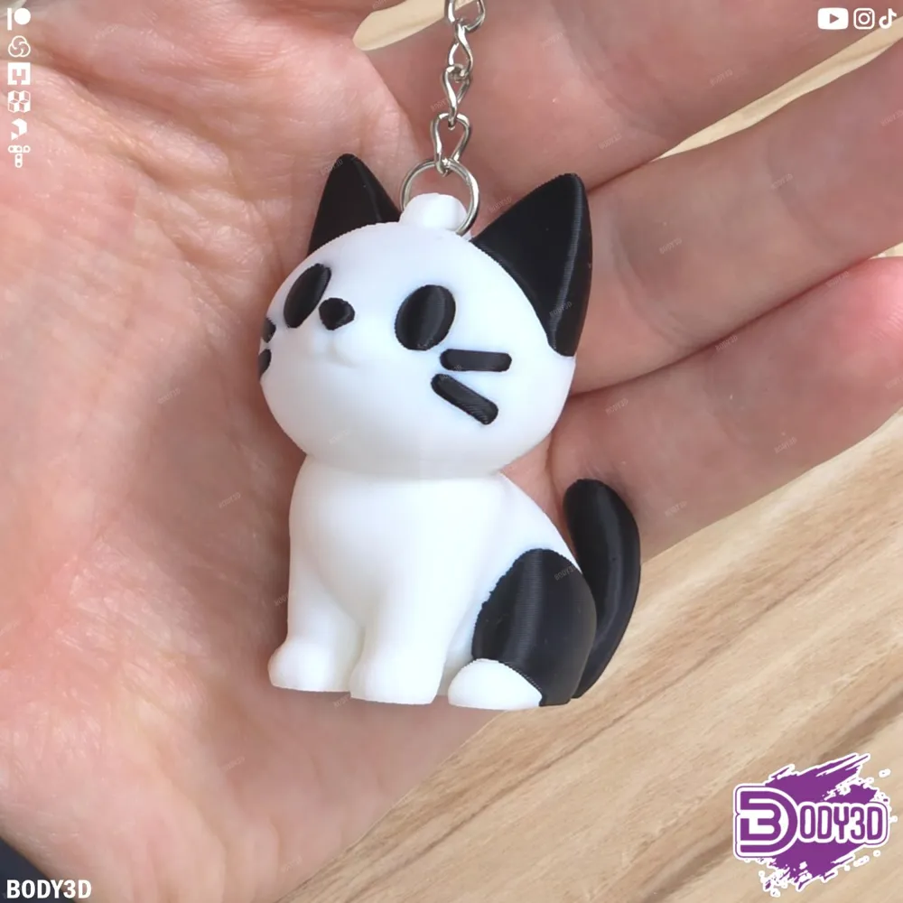 Adorable Cat KeyRing ( Supportless ) - Free 3D Print Model - MakerWorld