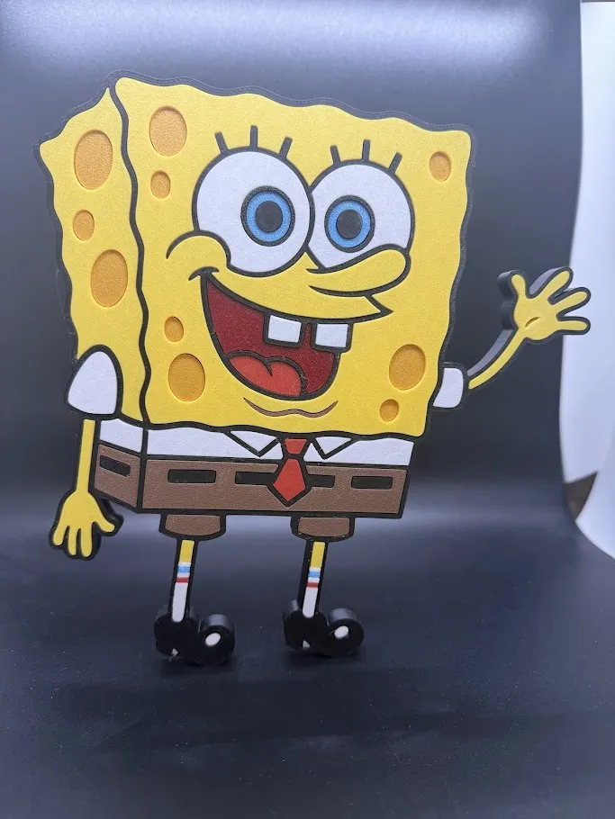SpongeBob 3D Wall Art – Cheerful Pose - Free 3D Print Model - MakerWorld