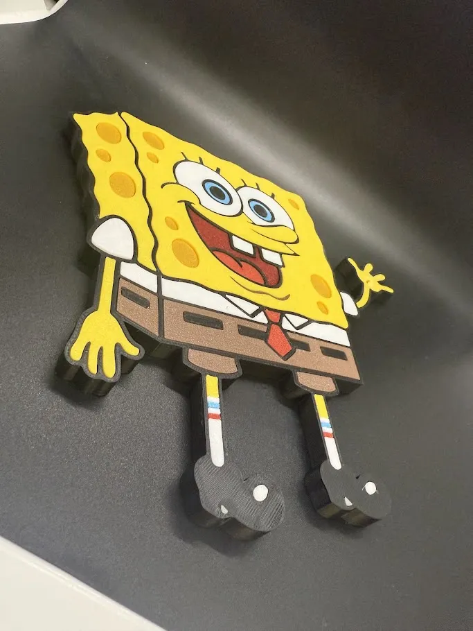 SpongeBob 3D Wall Art – Cheerful Pose - Free 3D Print Model - MakerWorld