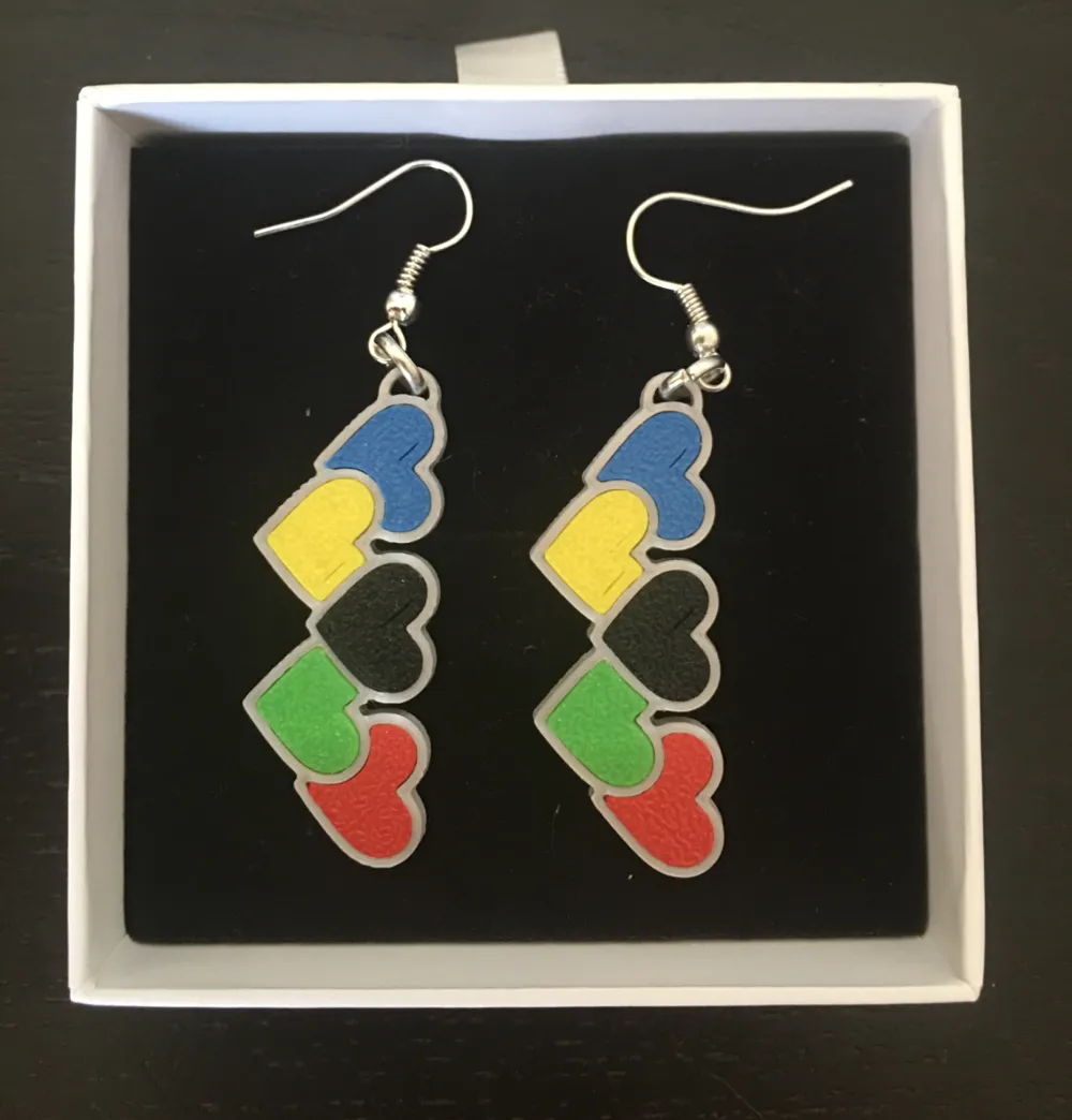 Olympic Rings Heart Earrings by Gablone - MakerWorld