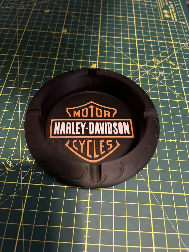Harley Davidson tire-shaped ashtray - Free 3D Print Model - MakerWorld