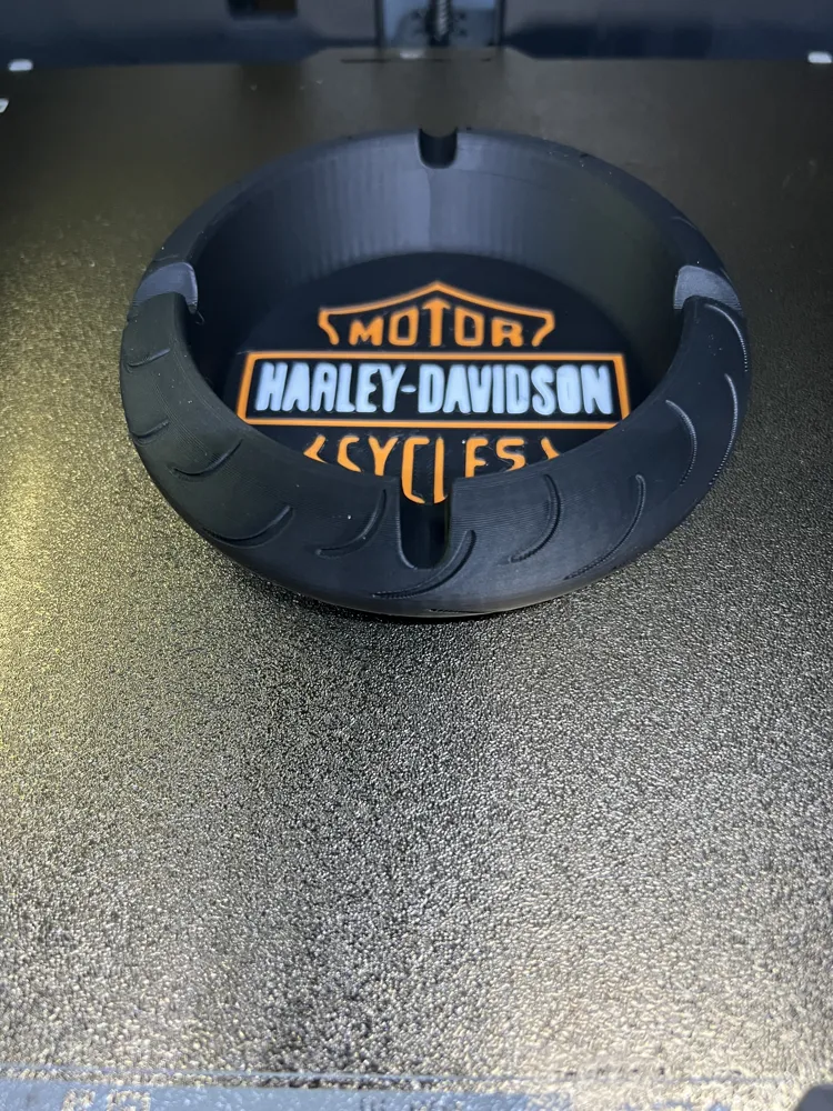 Harley Davidson tire-shaped ashtray by Predo MakerWorld: Download Free 3D Models