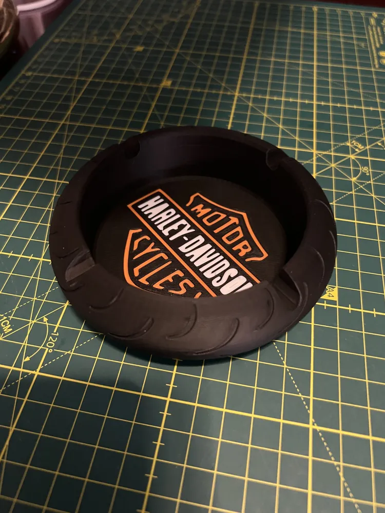 Harley Davidson tire-shaped ashtray - Free 3D Print Model - MakerWorld
