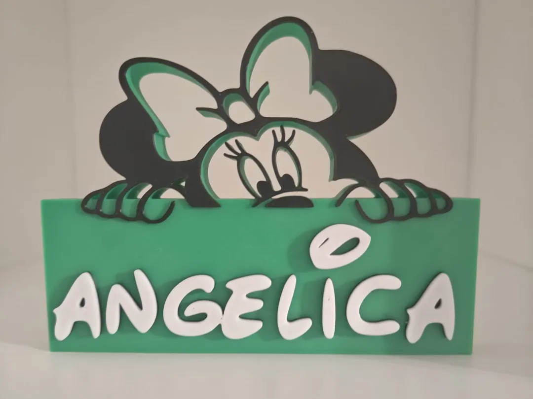 Angelica Disney nameplate for desk with Minnie - Free 3D Print Model ...