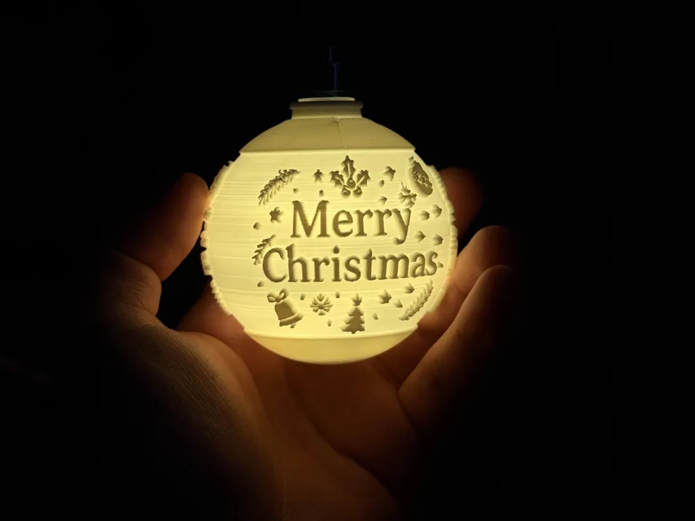 Christmas tree bauble Merry Christmas - Free 3D Print Model - MakerWorld