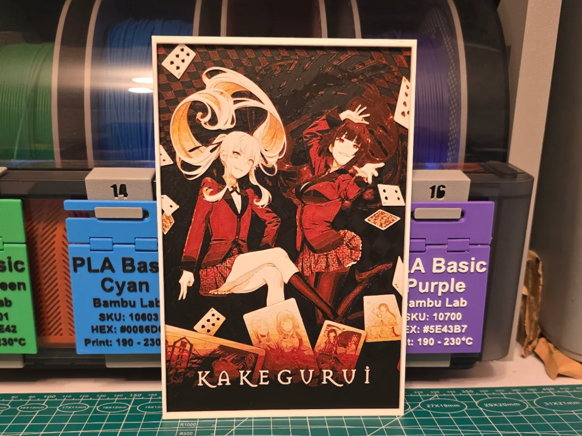 Kakegurui Anime Poster - Hueforge Art - Free 3D Print Model - MakerWorld