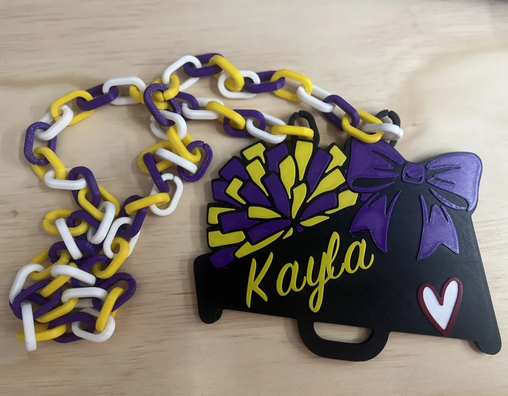 Cheerleader Hype Chain Megaphone PomPom and Bow - Free 3D Print Model ...