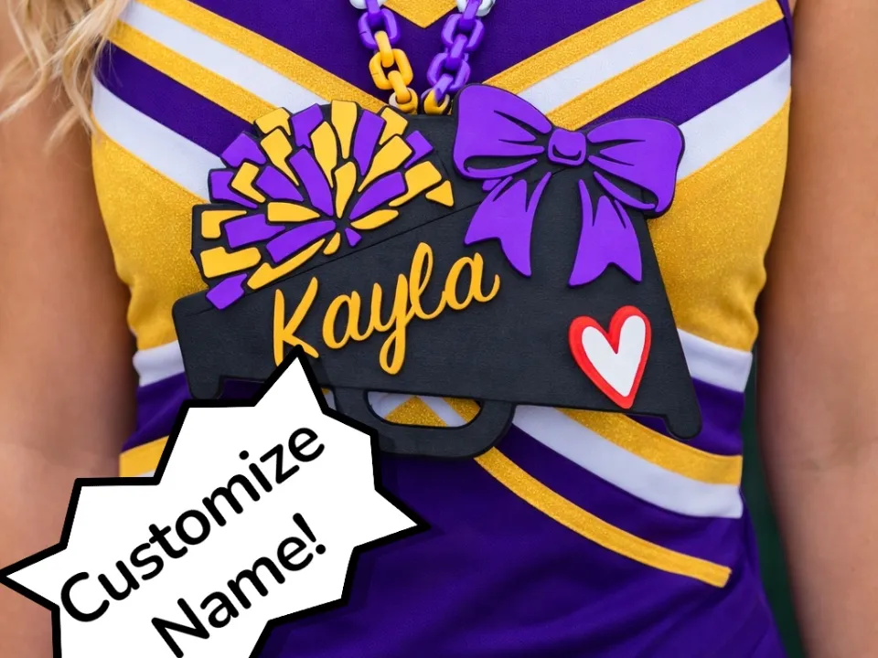 Cheerleader Hype Chain Megaphone PomPom and Bow - Free 3D Print Model ...