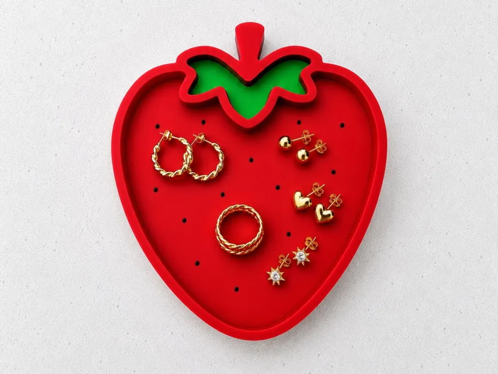 Strawberry Jewelry Tray | Cute Coquette Organizer - Free 3D Print Model ...