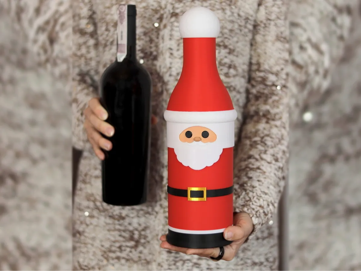 Funda para botella de vino de Papá Noel por Johnny_Bit MakerWorld ...
