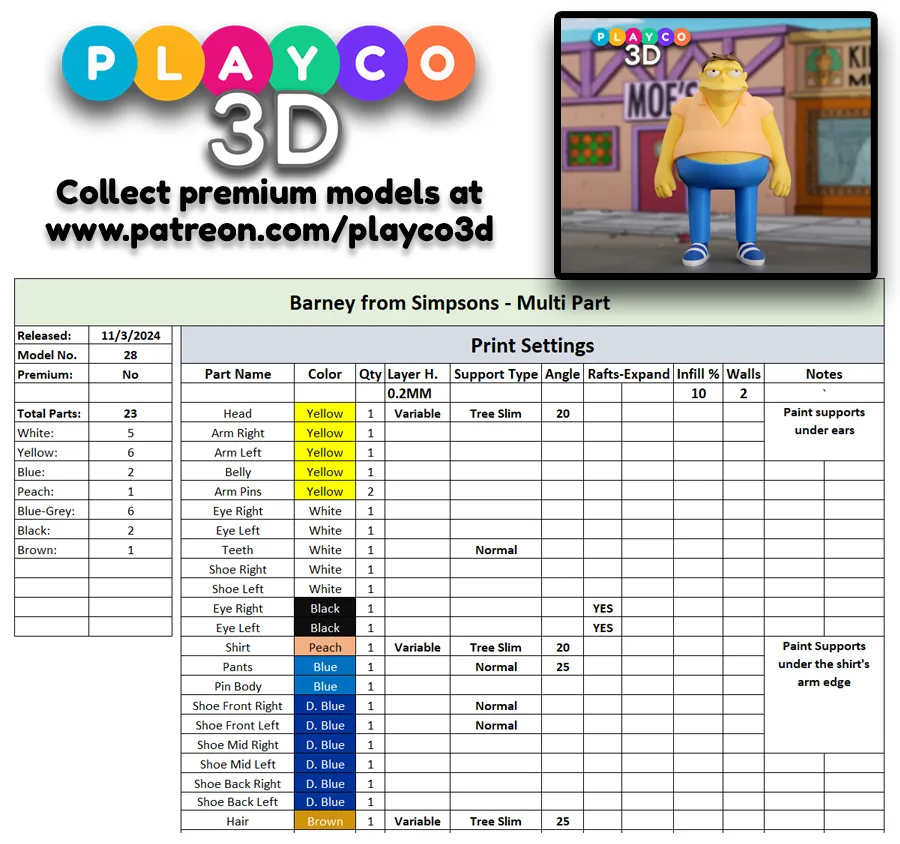 Barney from the Simpsons Multi-Part by Playco3D MakerWorld: Download ...