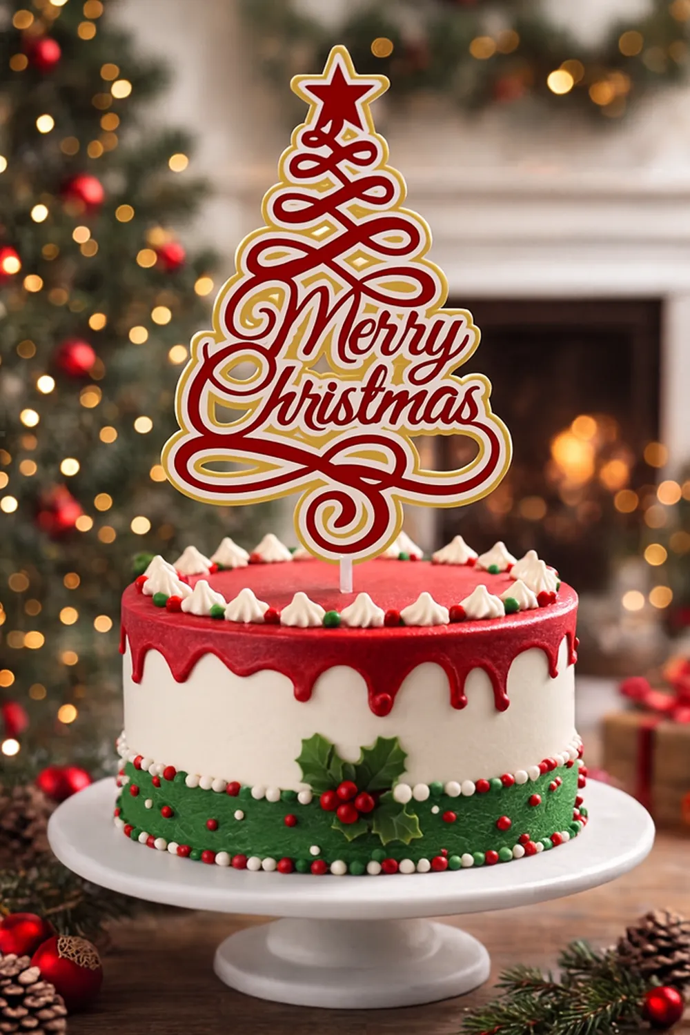 Merry Christmas cake topper - Free 3D Print Model - MakerWorld