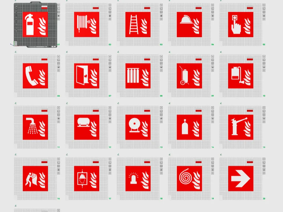 Fire safety signs similar to ISO 7010 (edu use) by waheiko81 MakerWorld ...