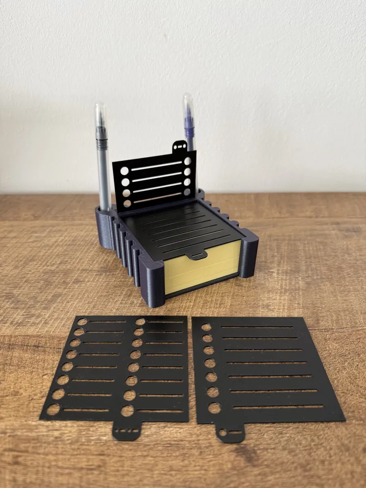 Modern Sticky Note Master with Stencils & Pen Slot - Free 3D Print ...