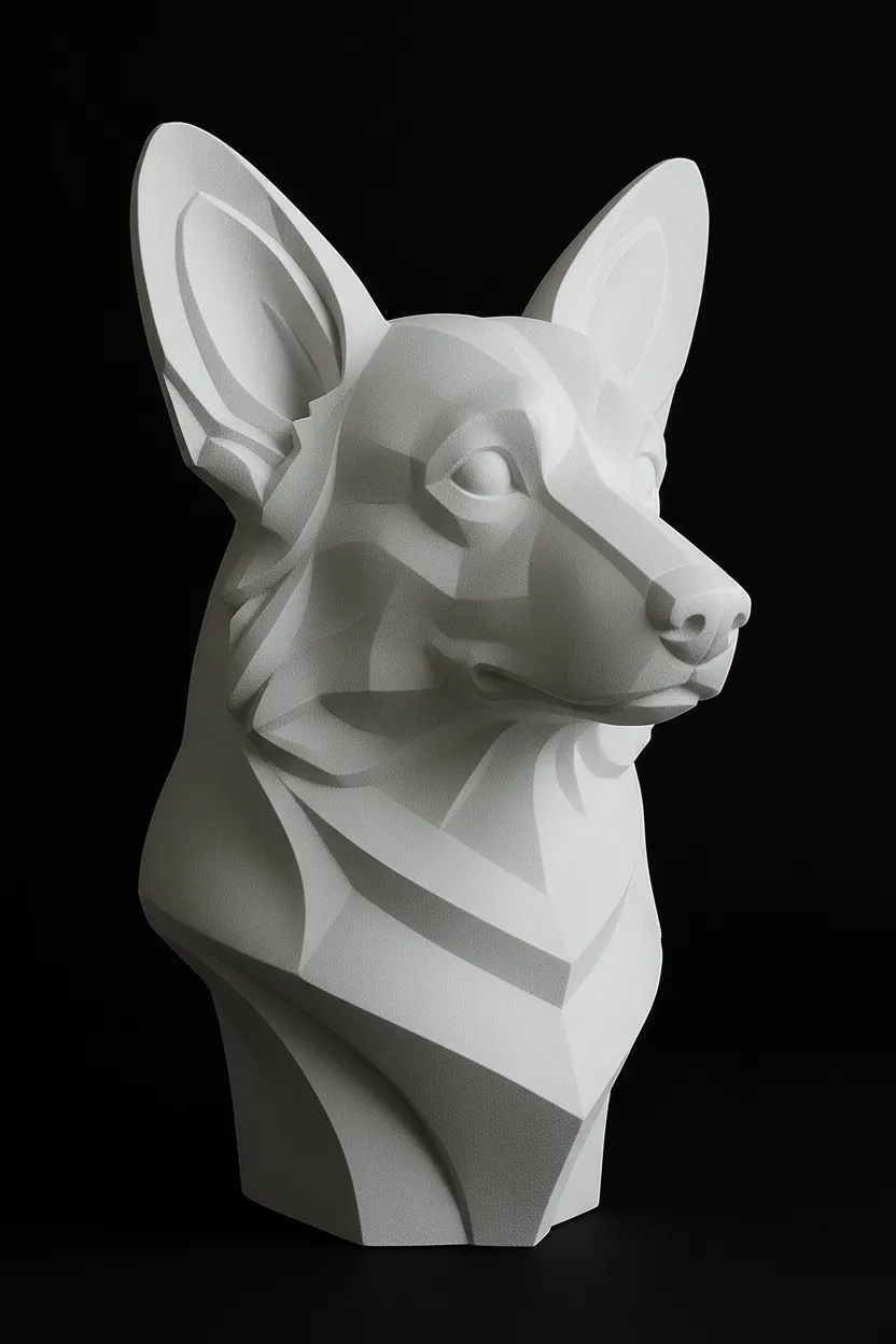 Stylized Corgi Head Sculpture - Free 3D Print Model - MakerWorld