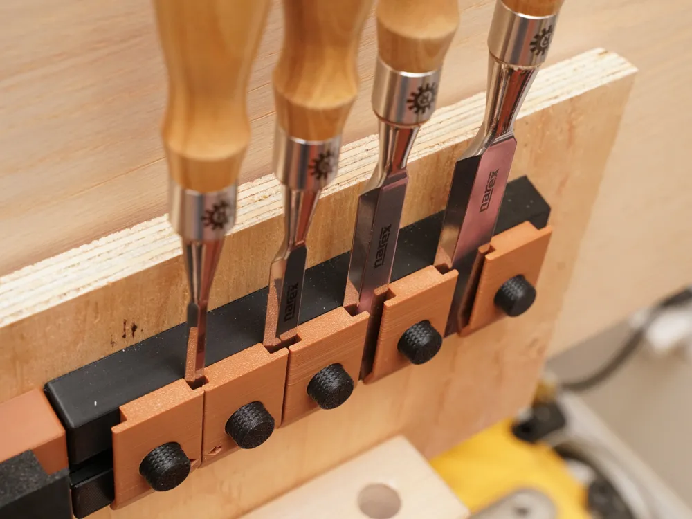 Modular Chisel Tool Rack (No Hardware Needed!) by jerfMakerWorld: Download Free 3D Models