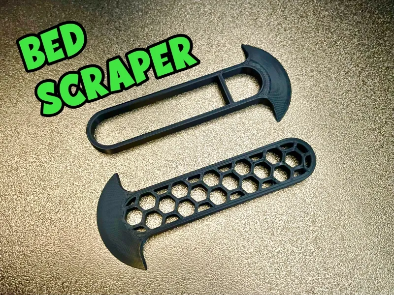 Bed scraper half moon shaped blade fast and simple HEX hexagonal pattern by Damiano - MakerWorld