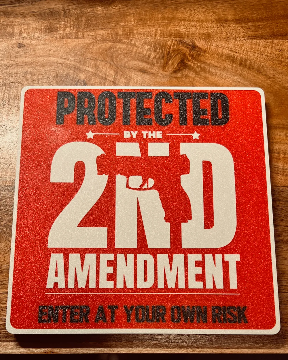 Protected By (2nd Amendment) Sign with Magnet Mounts by kace3d - MakerWorld