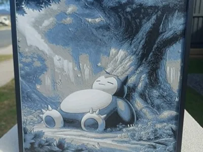 Snorlax Pokémon Hueforge 220x220mm - Free 3D Print Model - MakerWorld