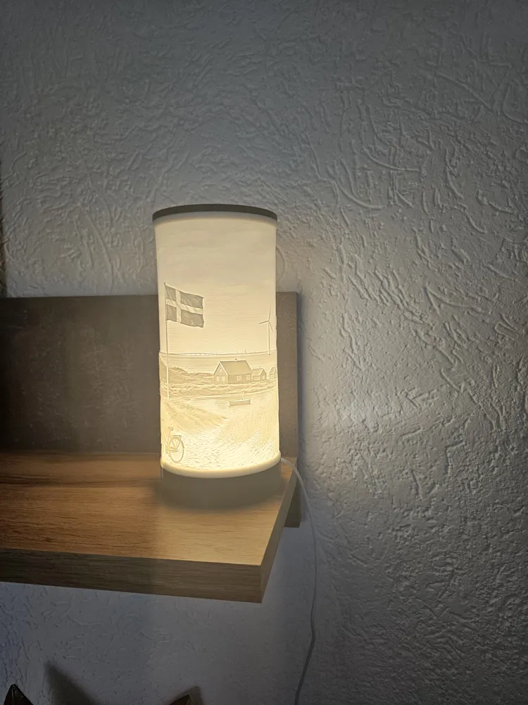 Lithophane cylinder lamp Denmark with lighthouse by Karsten MakerWorld: Download Free 3D Models