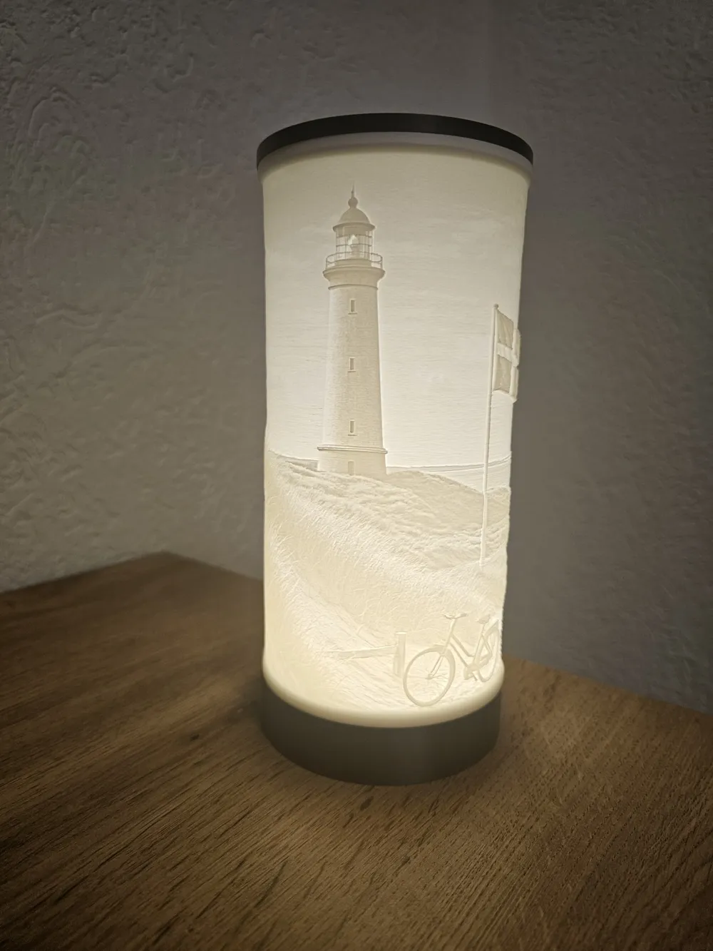 Lithophane cylinder lamp Denmark with lighthouse by Karsten MakerWorld: Download Free 3D Models
