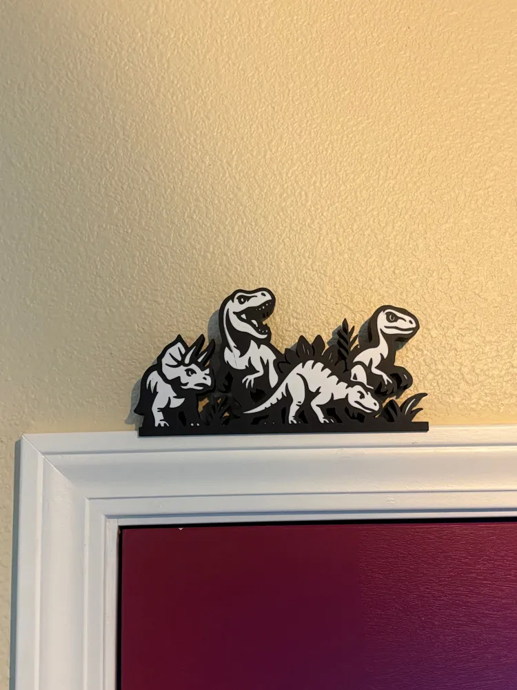 Dino Scene Door Topper - Free 3D Print Model - MakerWorld