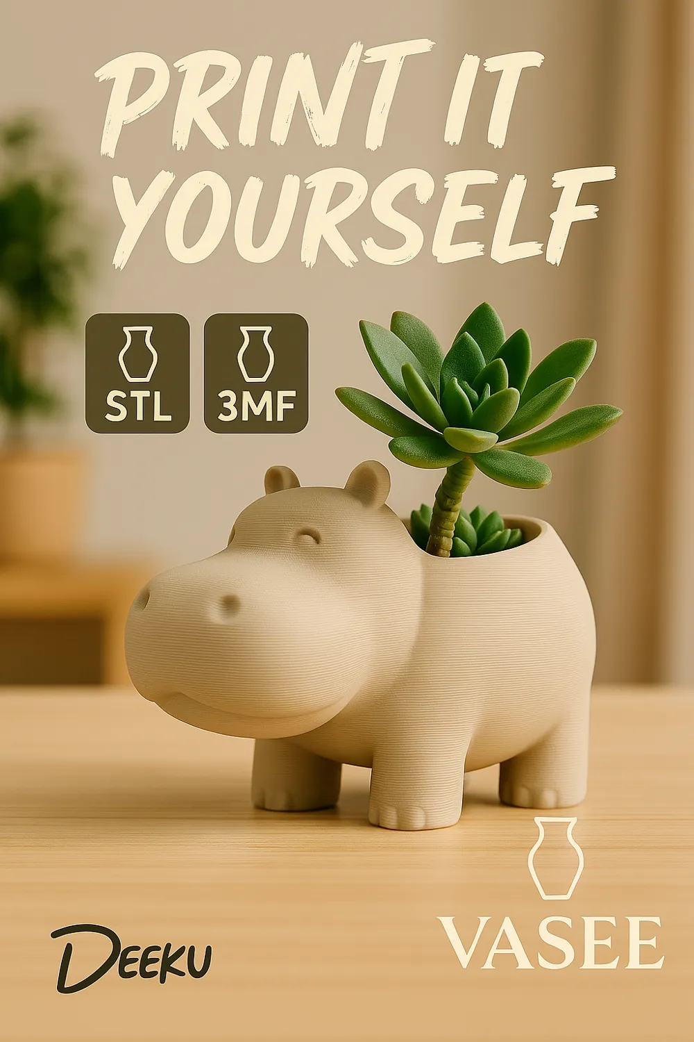 Macetero Hipopótamo – Linda Macetera con Forma de Animal por VASEE ...