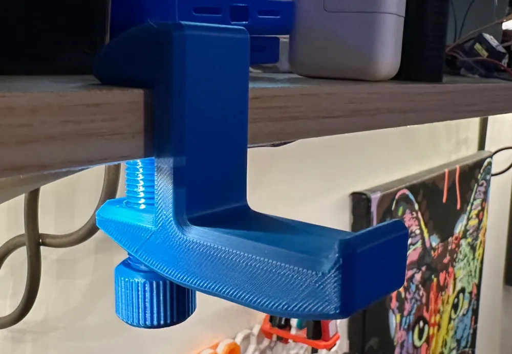 Desk Clamp with Hook. Long version Remixed by user_1702986027 - MakerWorld