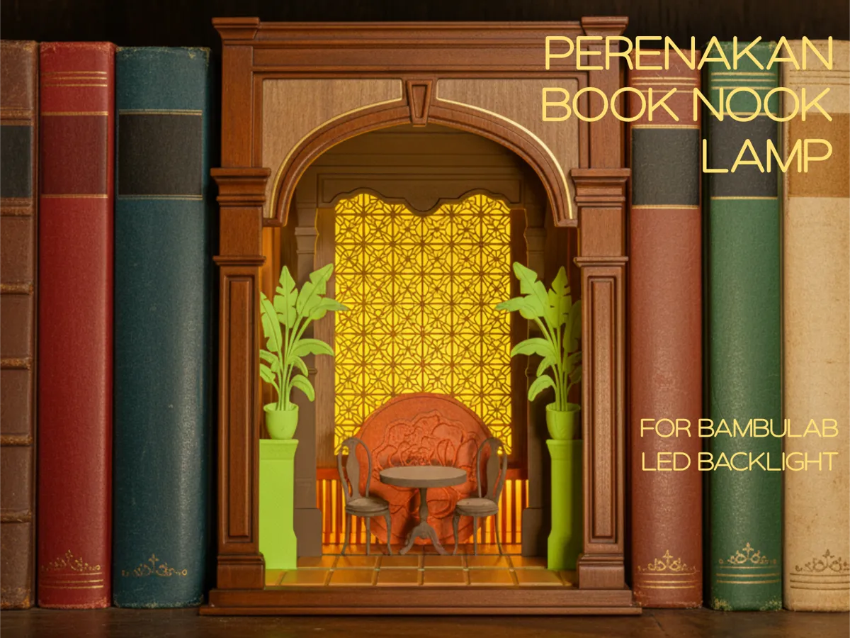 Rincón de Lectura Peranakan - Retroiluminación LED de Bambu Lab por Modular Mapping MakerWorld ...