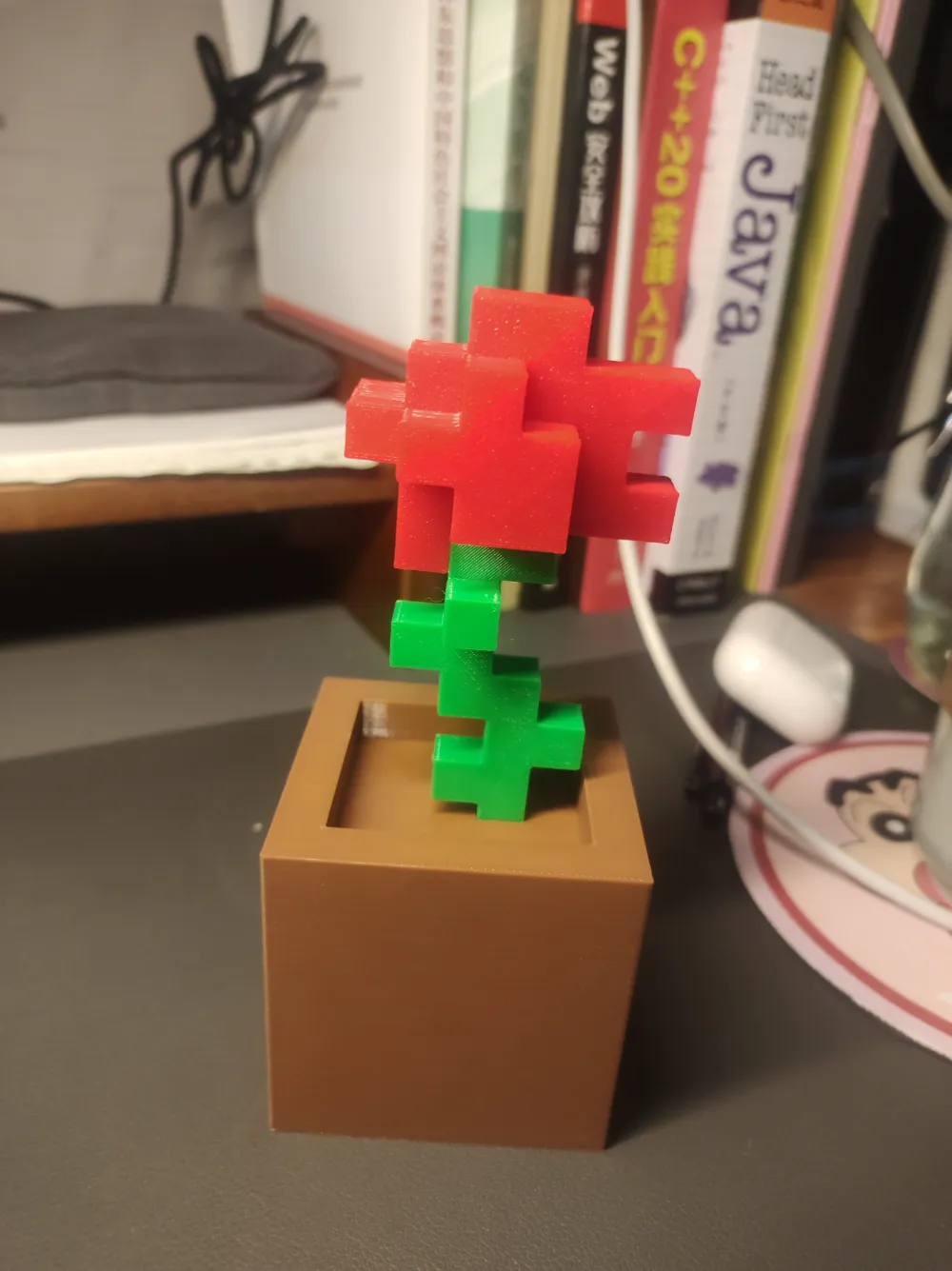 Minecraft rose in a pot 《我的世界》花盆里的玫瑰 Remixed by funnygeeker - MakerWorld