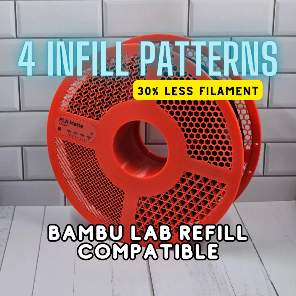 4 Infill Patterns Reusable Spool - Bambu Lab Refill Compatible ...