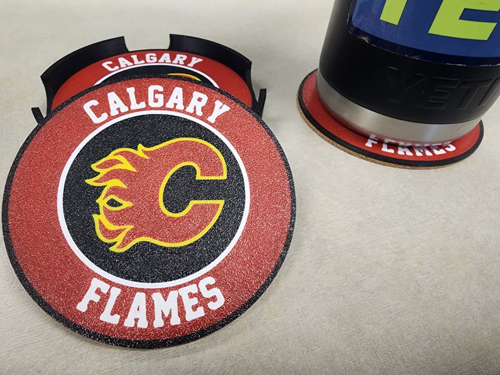 Calgary Flames Coaster Set by NewfoundPrints - MakerWorld