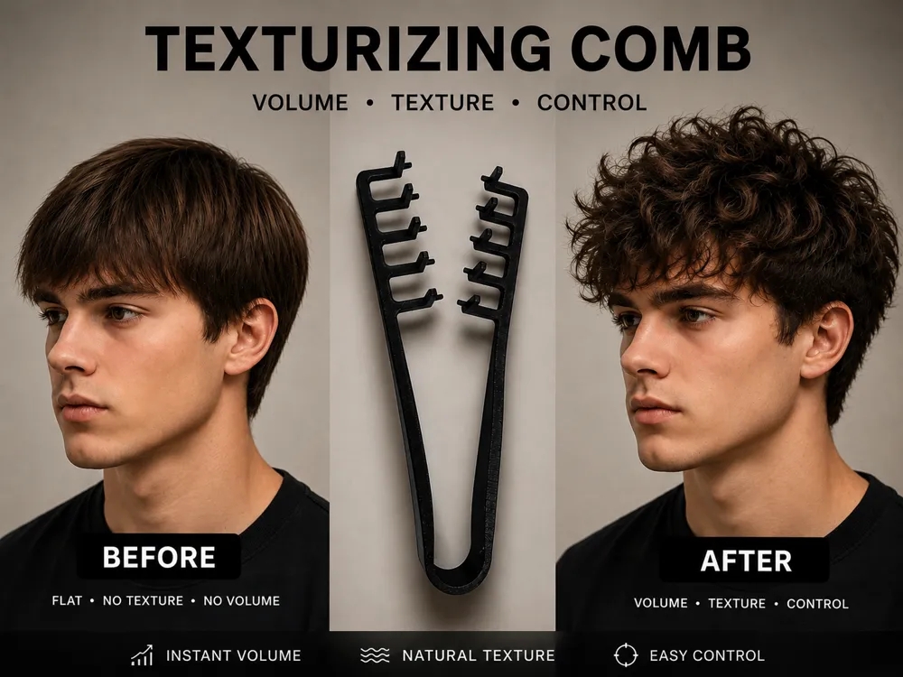 Hair Gripper- Fluffy Wave Texture Comb- no support - Free 3D Print ...