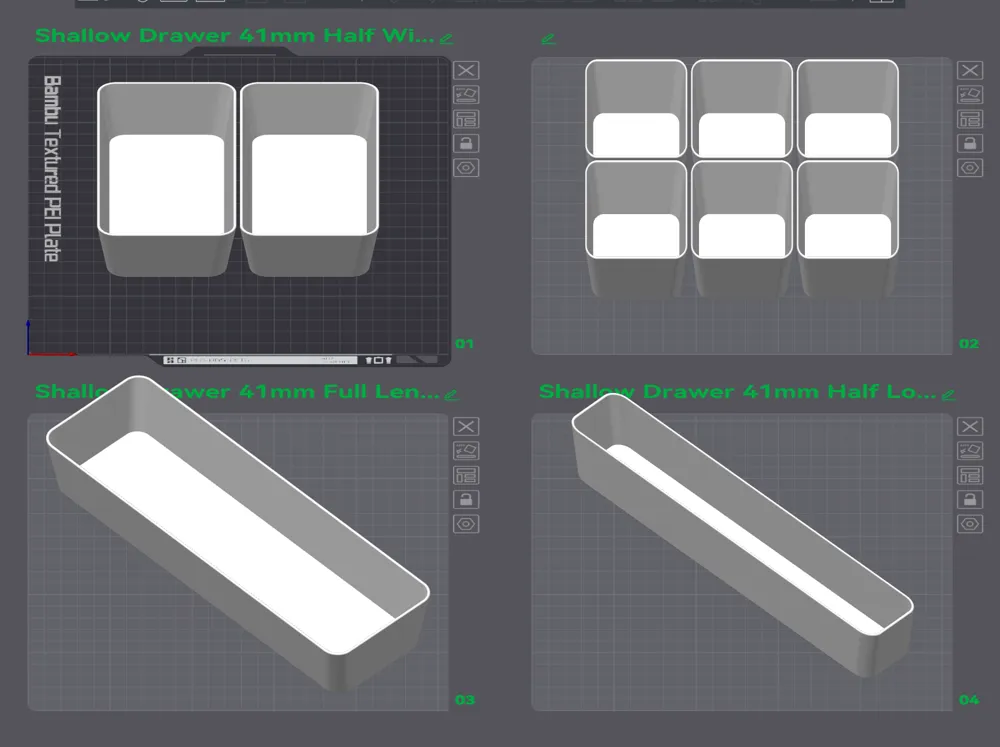 Shallow Desk Junk Drawer Organizer Storage Tray's - Free 3D Print Model ...
