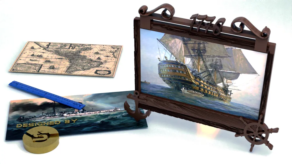 Historic old ship picture frame V1 by sinancisco3dMakerWorld: Download ...