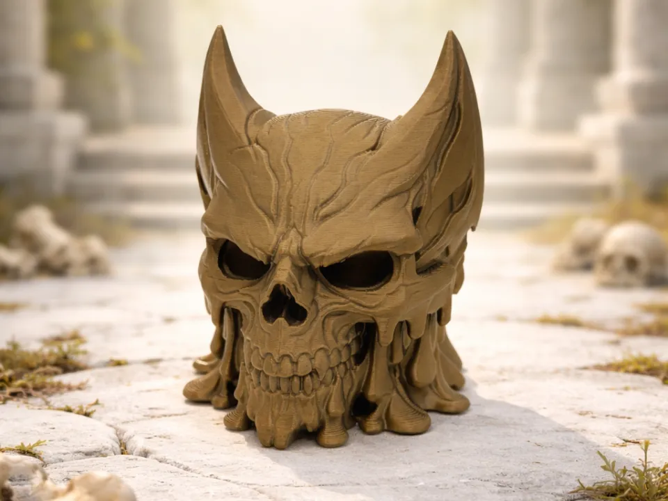 Bat-Horned Skull Necro-Relic - Free 3D Print Model - MakerWorld