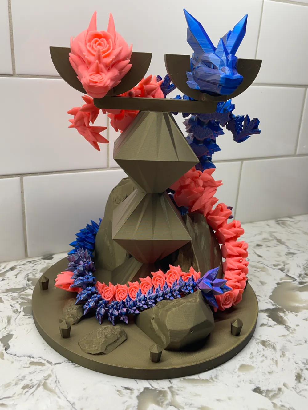 DOUBLE/SINGLE ARTICULATED CRYSTAL DRAGON STAND - Free 3D Print Model ...