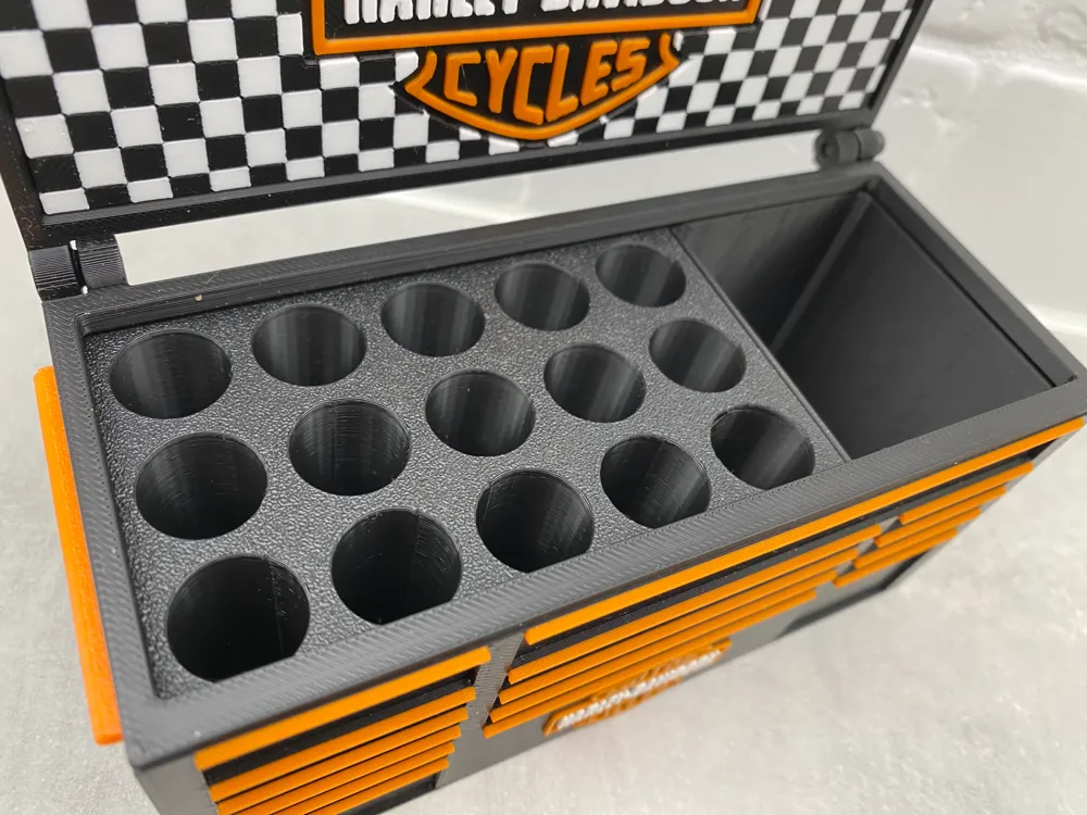 Harley Davidson Lid for desk toolbox pen holder by Mrtk1970 - MakerWorld