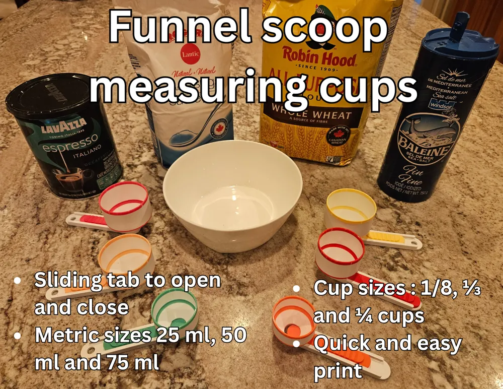 FUNNEL SCOOP MEASURING CUPS by Darren 3d print MakerWorld: Download ...