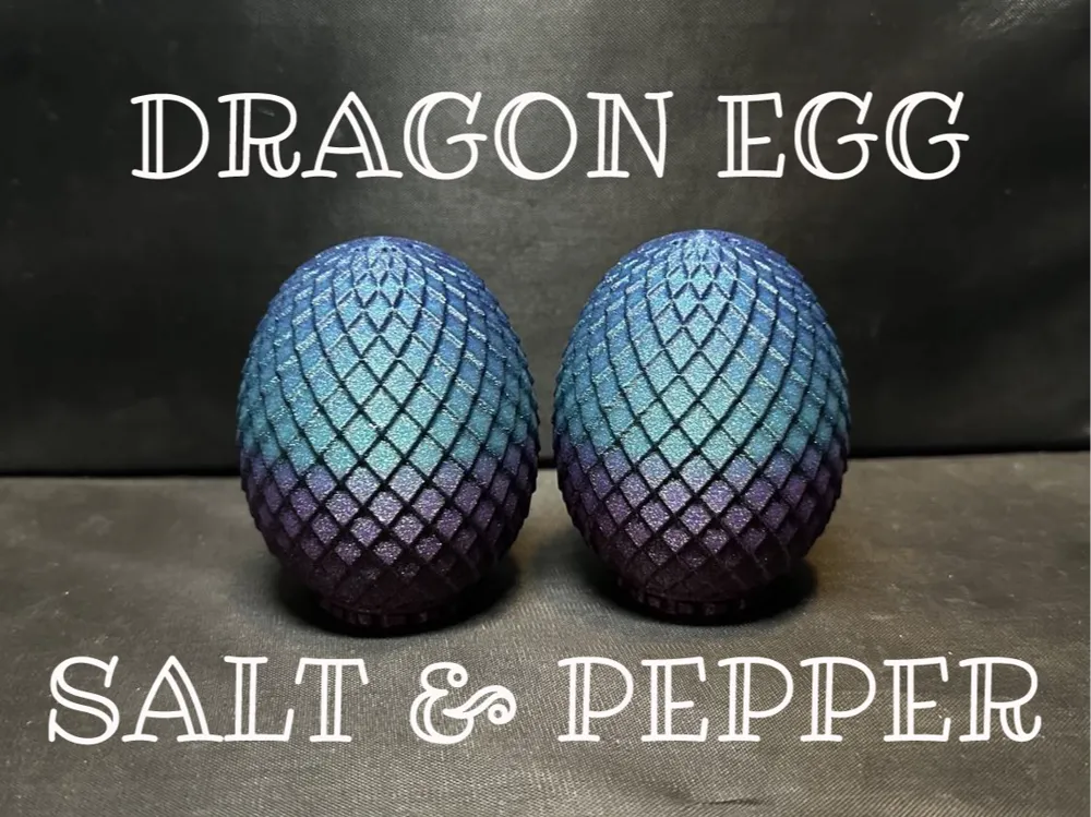 Detailed Dragon Egg Salt & Pepper Set Remixed by BATTCAVE MakerWorld: Download Free 3D Models