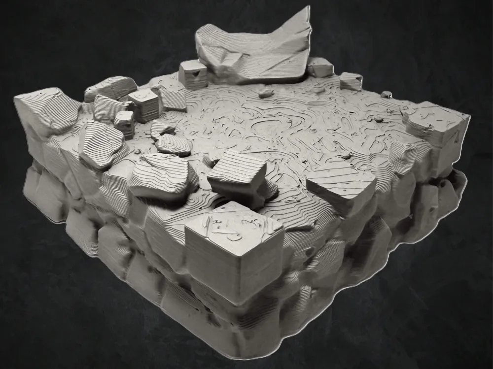 Square Rocky Plateau Platform Base Stand - Free 3D Print Model - MakerWorld