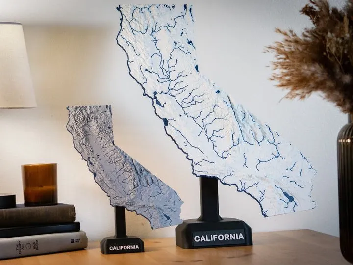 California, USA (CA) Topographic Map with Rivers by Anson Liu ...